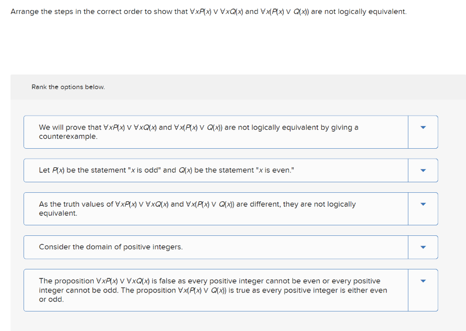 Solved Arrange the steps in the correct order to show that | Chegg.com