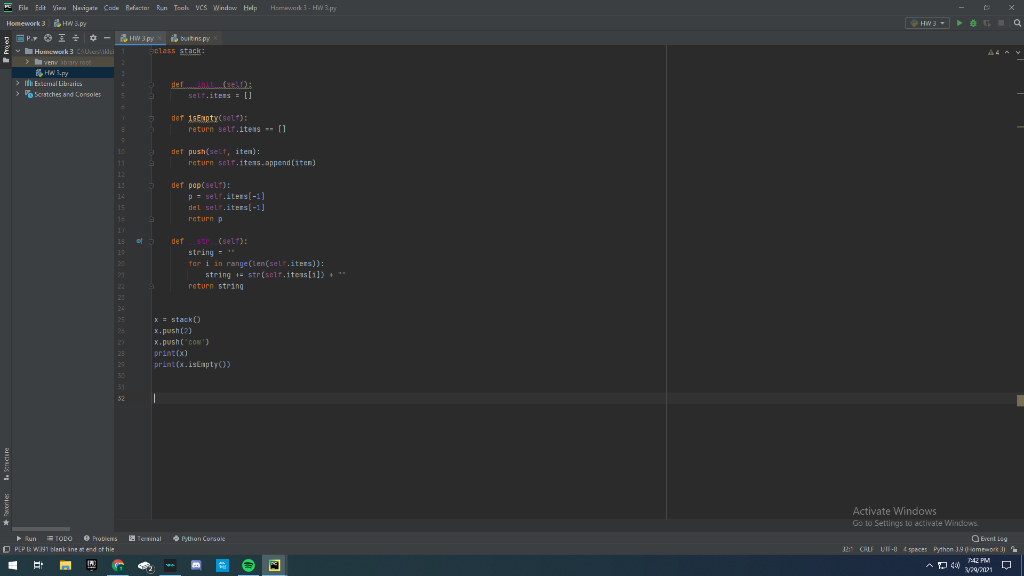 Solved How 1 HW3. HW- File Edit Vir Navigate Code Bufactor | Chegg.com