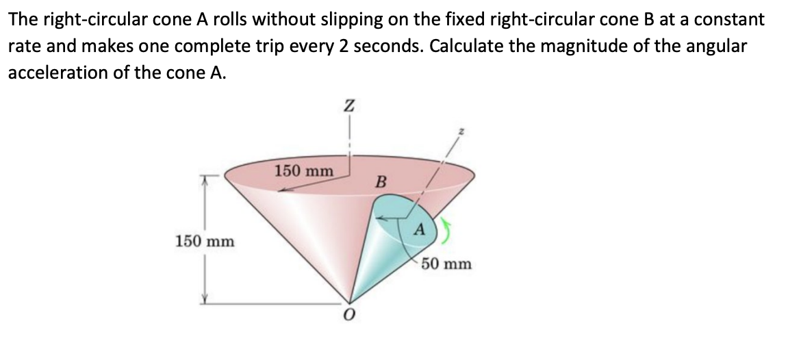 Solved The right-circular cone A rolls without slipping on | Chegg.com