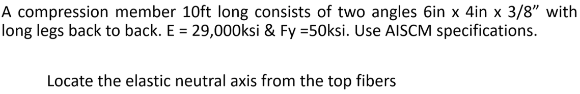 Solved A compression member 10ft long consists of two angles | Chegg.com