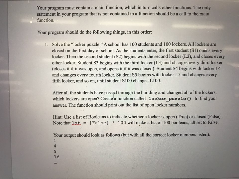 Solved Your program must contain a main function, which in | Chegg.com