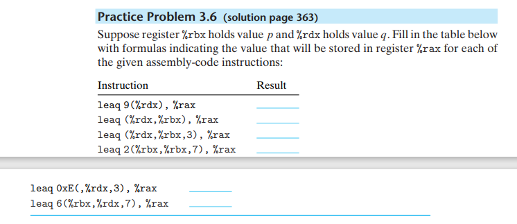 Practice Problem 3.1 (solution page 361) Assume the | Chegg.com