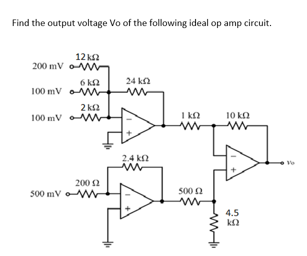 Solved Find the output voltage Vo of the following ideal op | Chegg.com