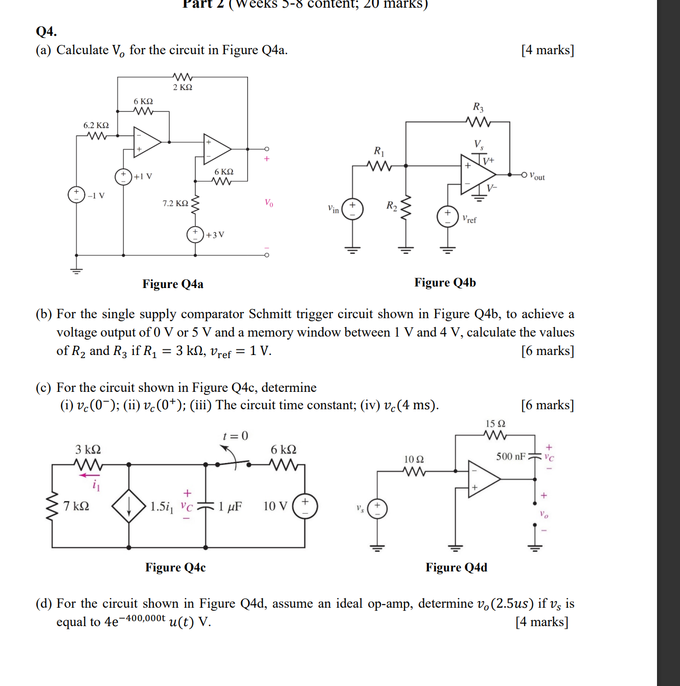 Solved Q4.(a) ﻿Calculate Vo ﻿for the circuit in ﻿Figure | Chegg.com
