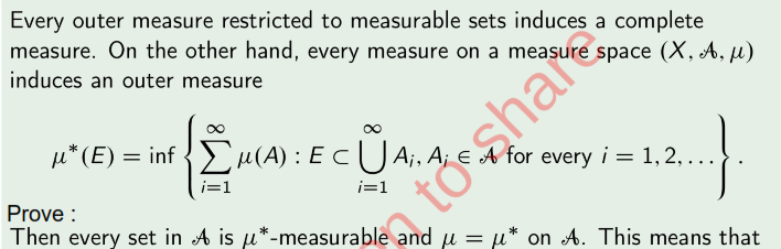 Solved Every outer measure restricted to measurable sets | Chegg.com