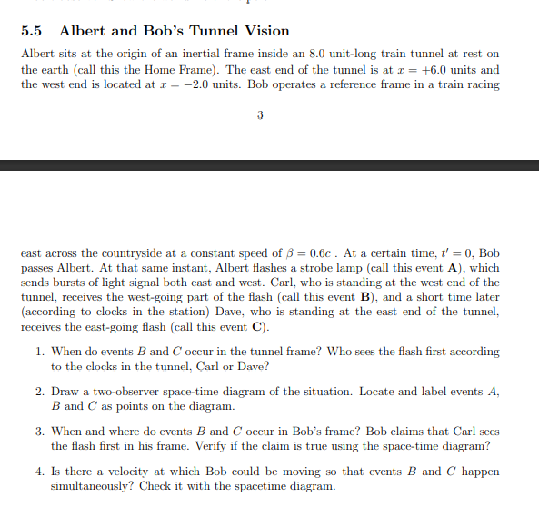 Solved 5.5 Albert and Bob's Tunnel Vision Albert sits at the | Chegg.com