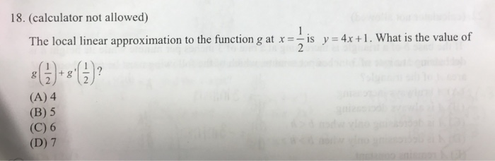 Solved The local linear approximation to the function g at | Chegg.com