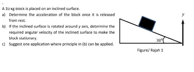 Solved A 10 kg block is placed on an inclined surface. a) | Chegg.com