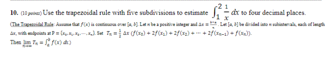 Solved 8. (10 points) Determine the value of the definite | Chegg.com