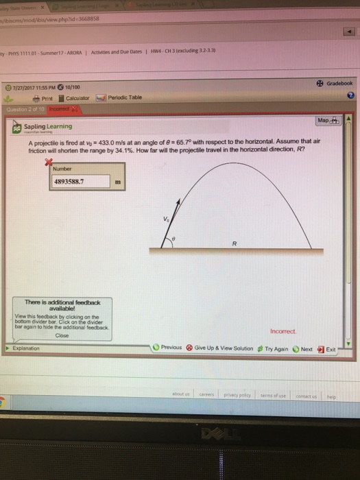 Solved a projectile is fired at v0=433m/s at an angle of | Chegg.com