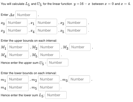 Solved You will calculate L5 and U5 for the linear function | Chegg.com