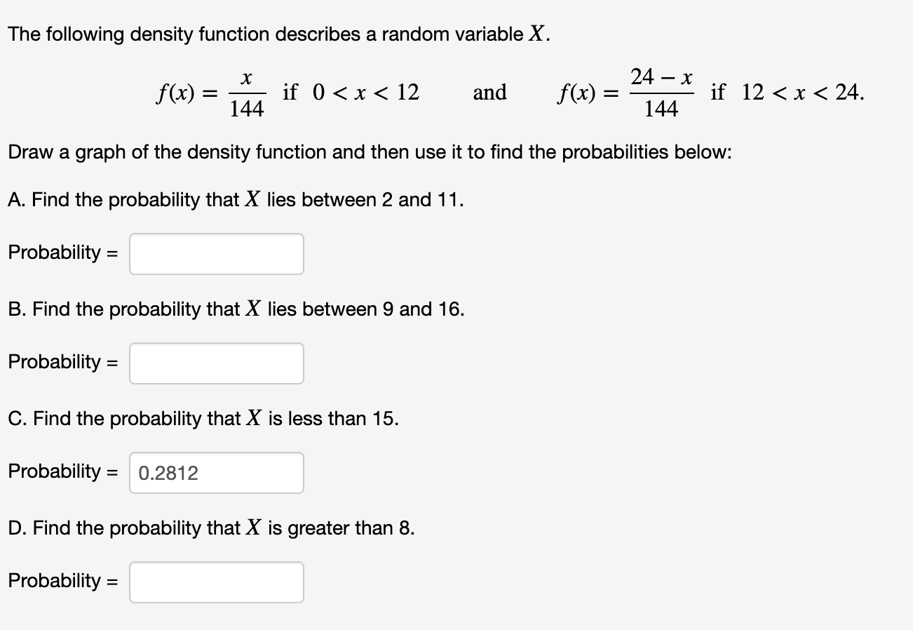 Solved The following density function describes a random | Chegg.com