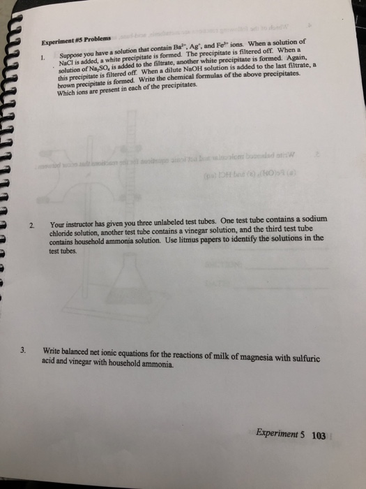 Solved Experiment 5 Problems solution that contain Ba2. Ag, | Chegg.com