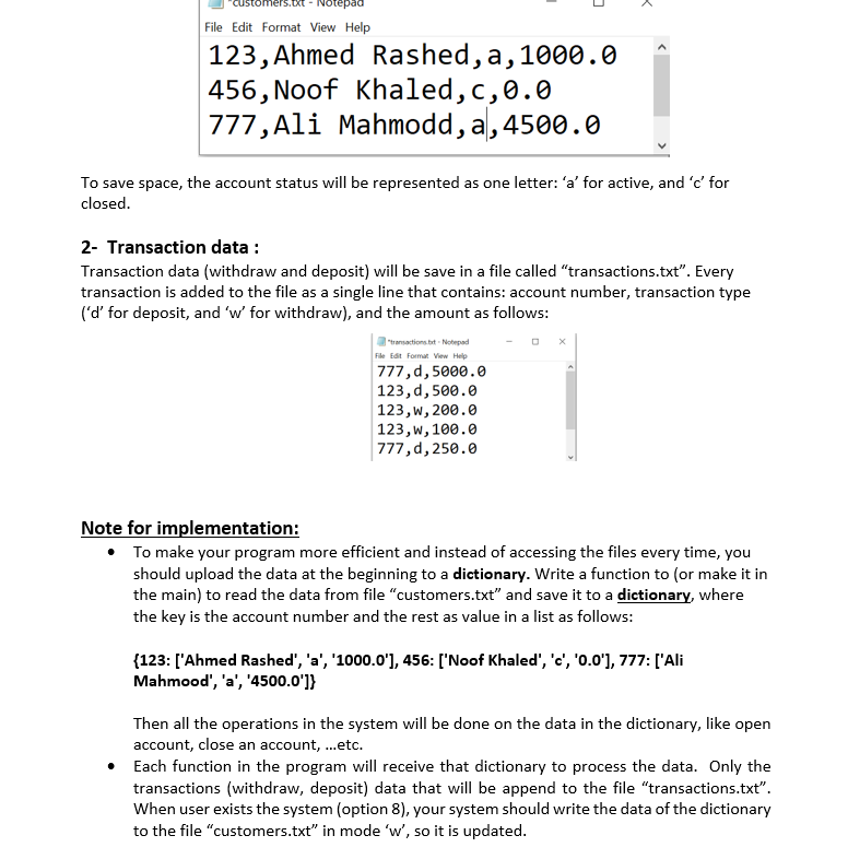Solved Banking System Assume you are required to develop a | Chegg.com