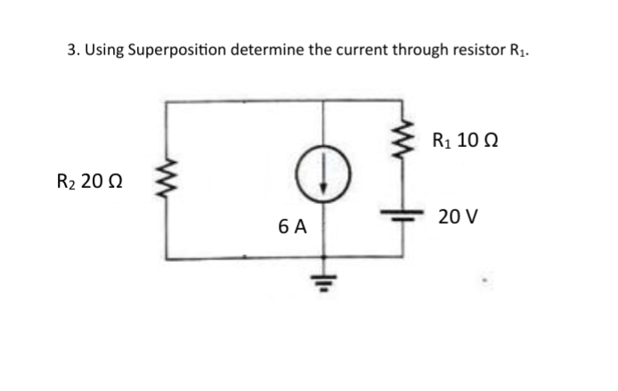 Solved Using Superposition determine the current through | Chegg.com