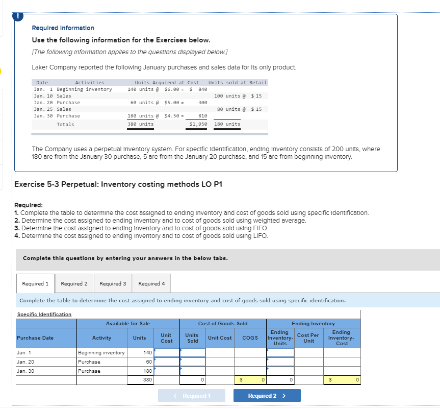 Solved Required Information Use the following information | Chegg.com