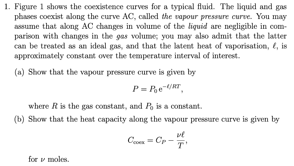 1. Figure 1 shows the coexistence curves for a | Chegg.com
