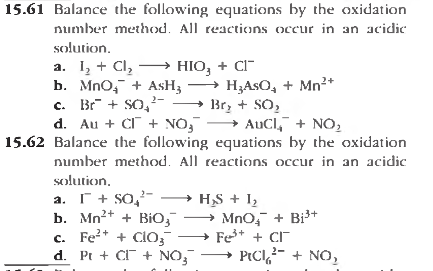 Solved 5.61 Balance the following equations by the oxidation | Chegg.com