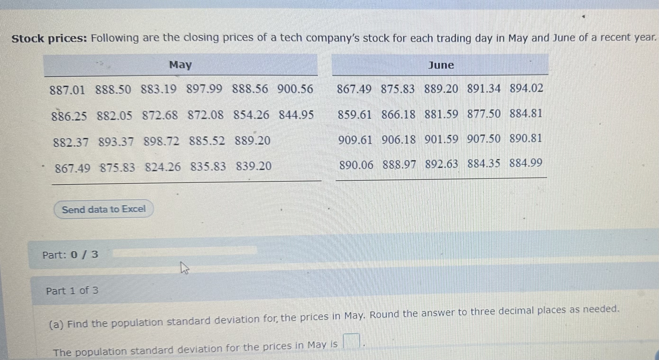 Solved Stock prices: Following are the closing prices of a | Chegg.com