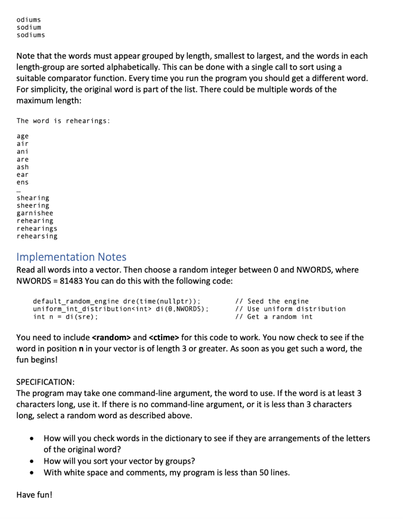 Solved Project 6: Subwords CS 2370 Background The purpose of | Chegg.com