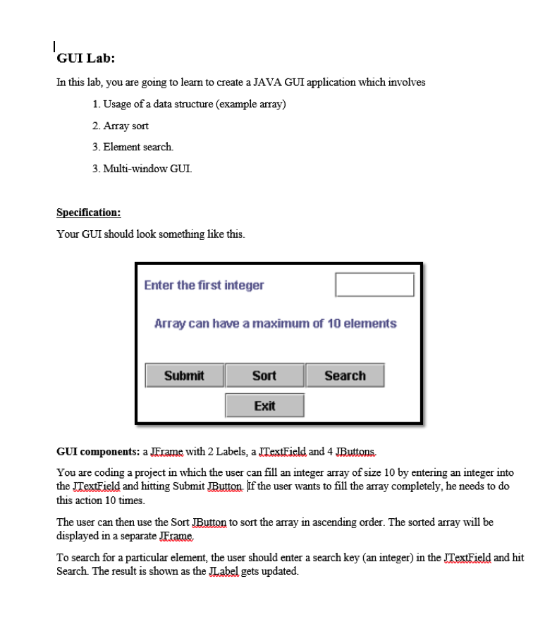 Solved GUI Lab: In this lab, you are going to lean to create | Chegg.com