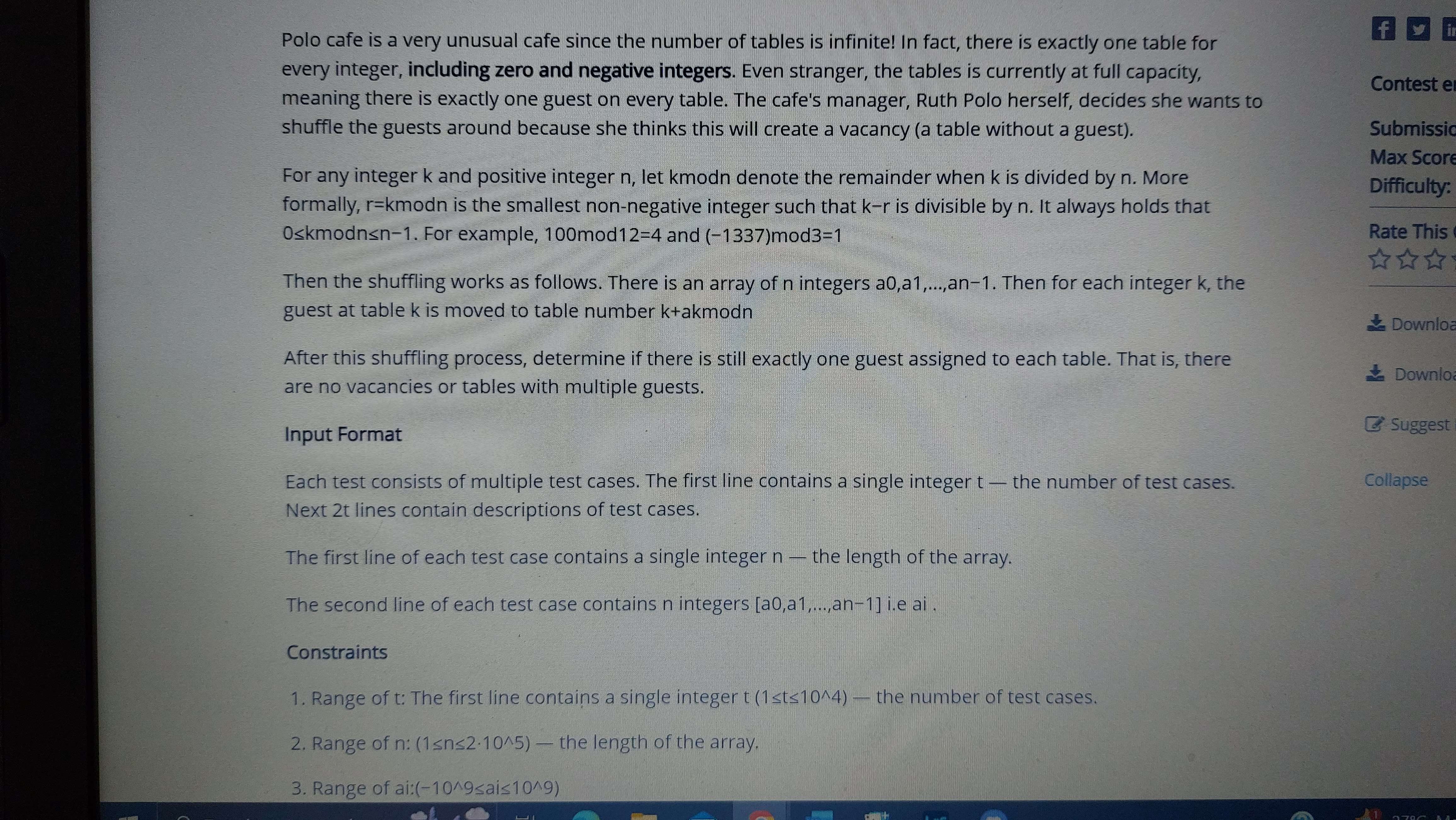 Solved 1. Range of t : The first line contains a single | Chegg.com