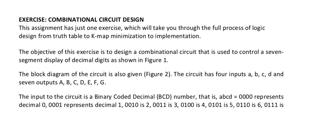 Solved Exercise Combinational Circuit Design This
