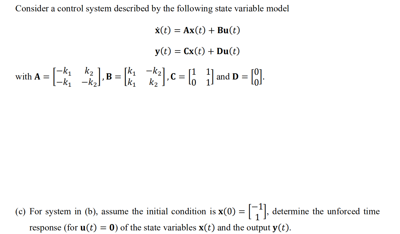 Consider a control system described by the following | Chegg.com