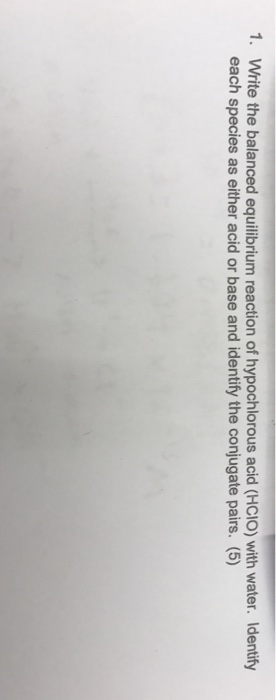 Solved Write The Balanced Equilibrium Reaction Of