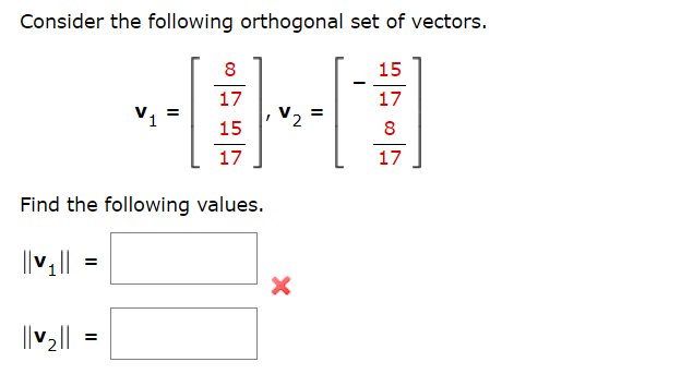 Solved Consider the following orthogonal set of vectors. | Chegg.com