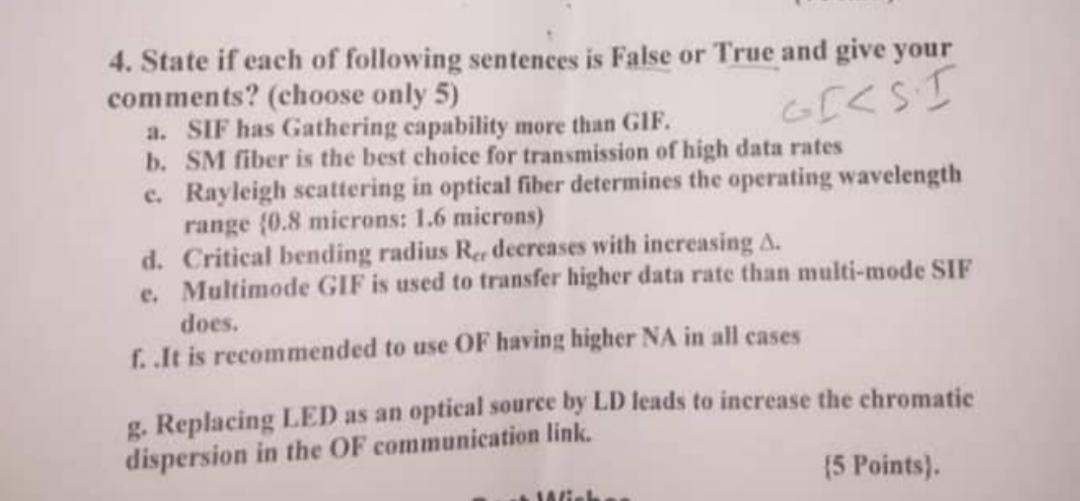 Solved Put True or False for ALL the following statements | Chegg.com
