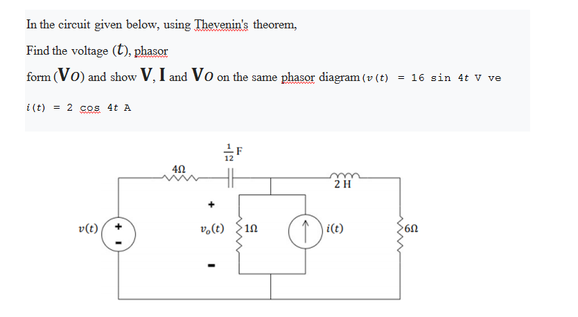 Solved In the circuit given below, using Thevenin's theorem, | Chegg.com