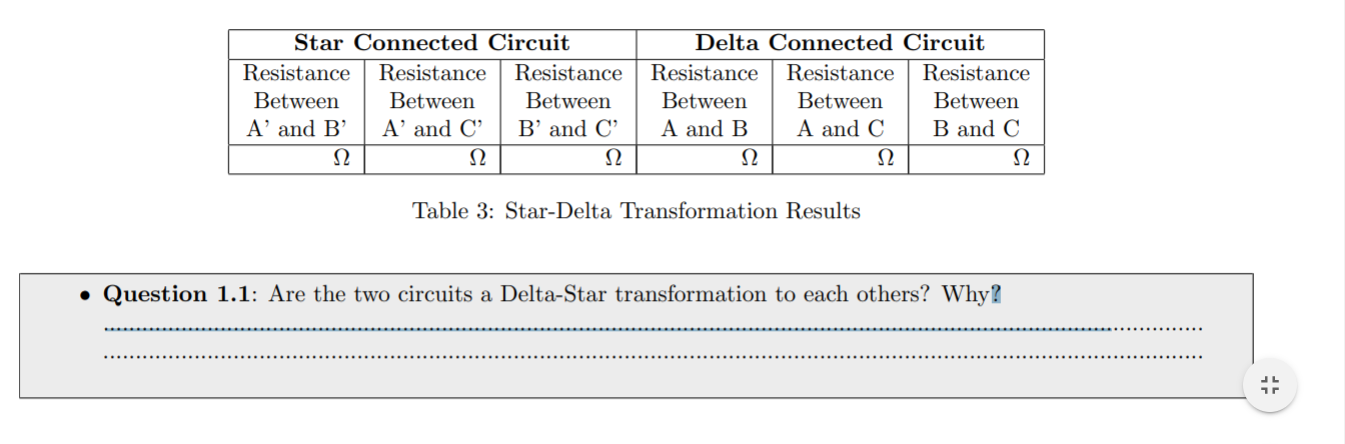 Solved Star Connected Circuit Resistance Resistance | Chegg.com