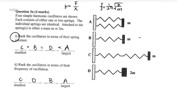 Solved 그 oQuestion 3a (4 marks) Four simple harmonic | Chegg.com