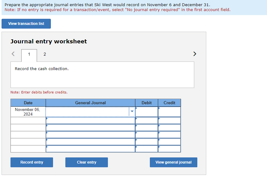 Solved Prepare the appropriate journal entries that Ski West | Chegg.com