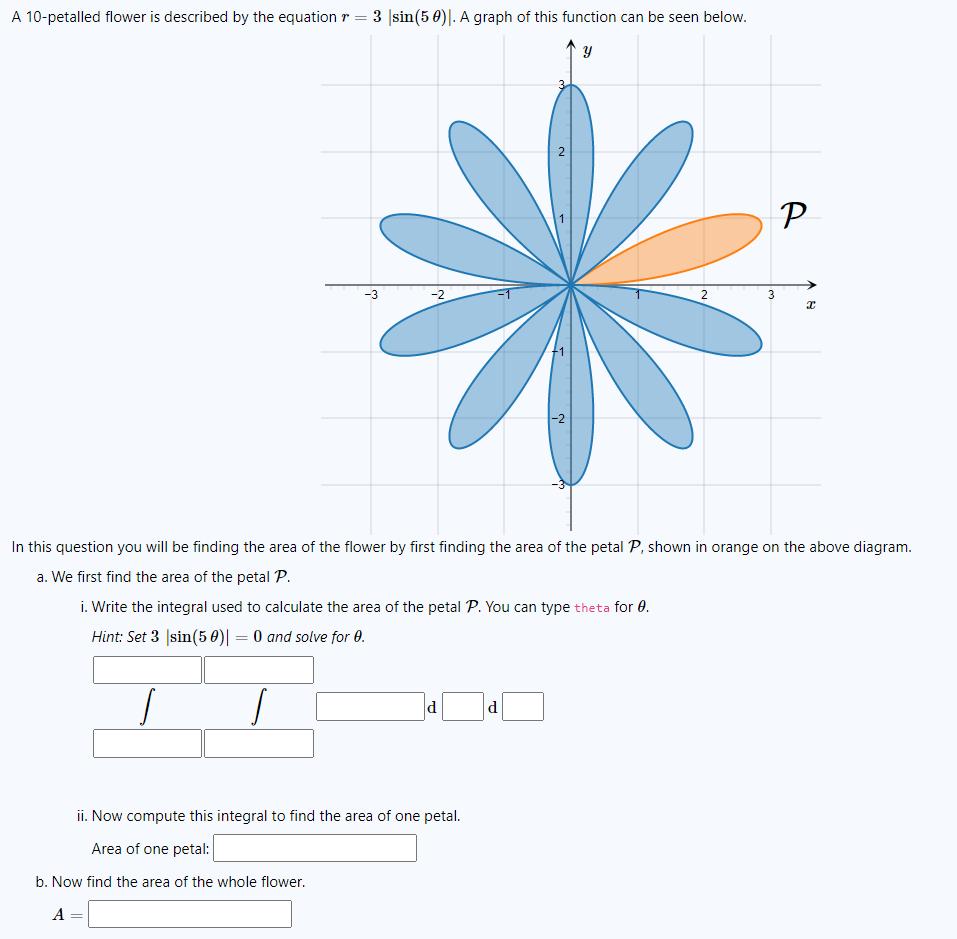 Solved A 10-petalled flower is described by the equation r - | Chegg.com