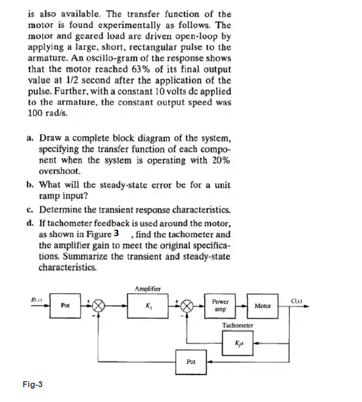Solved A position control is to be designed with a 20% | Chegg.com