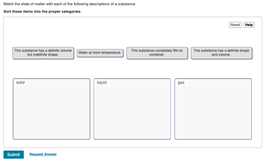 Solved Match the state of matter with each of the following | Chegg.com