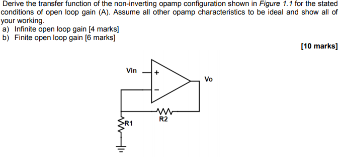 Solved Derive the transfer function of the non-inverting | Chegg.com