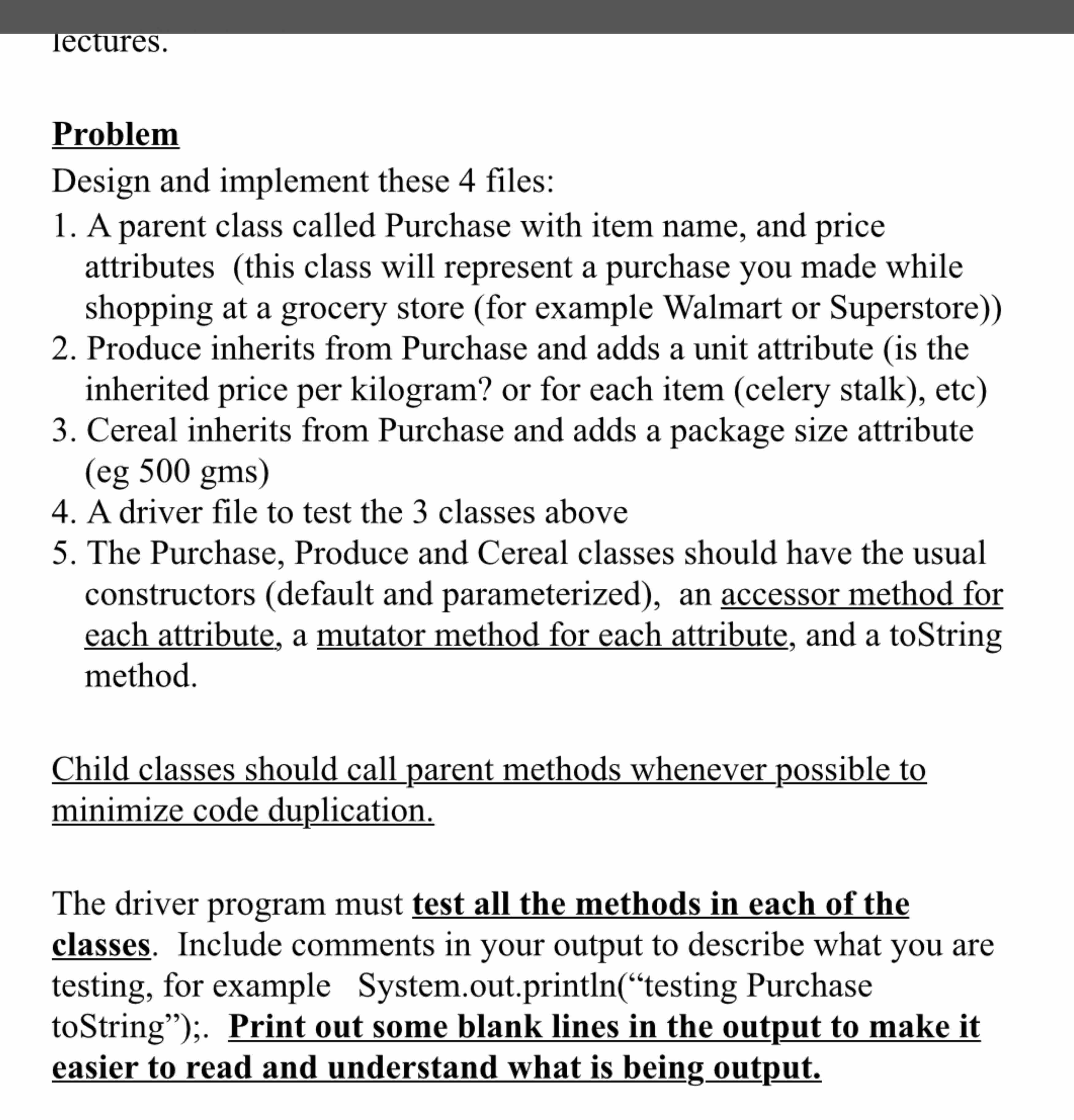 Solved ProblemDesign and implement these 4 ﻿files:A parent | Chegg.com
