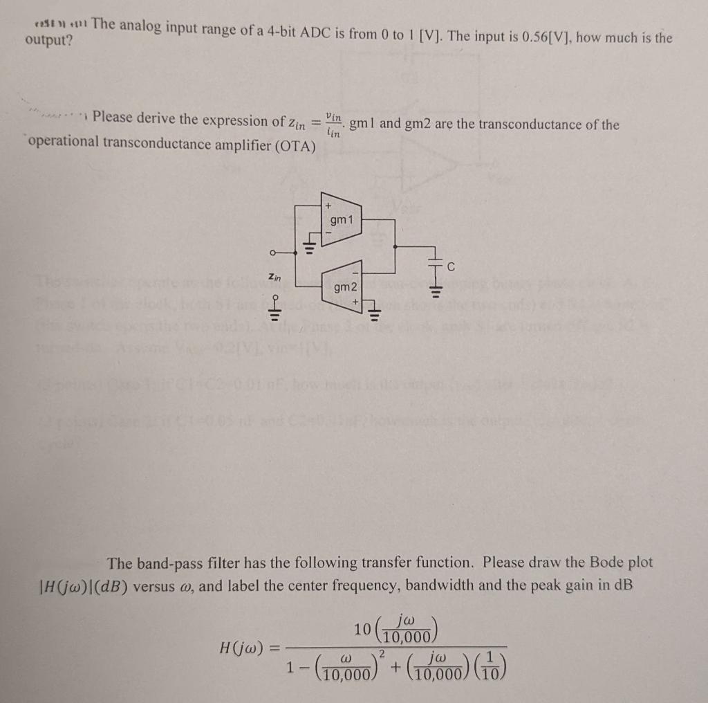 Solved Isst 11 11 The Analog Input Range Of A 4 Bit Adc Is