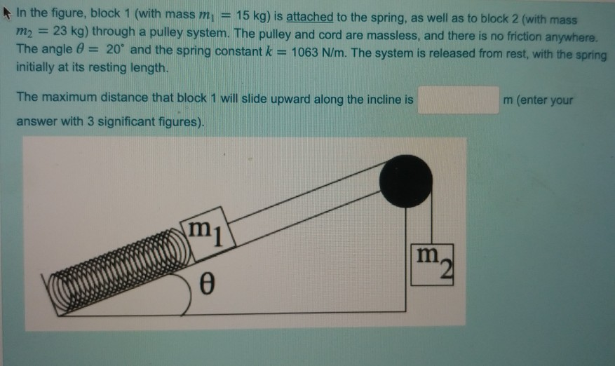 Solved In the figure, block 1 (with mass m = 15 kg) is | Chegg.com