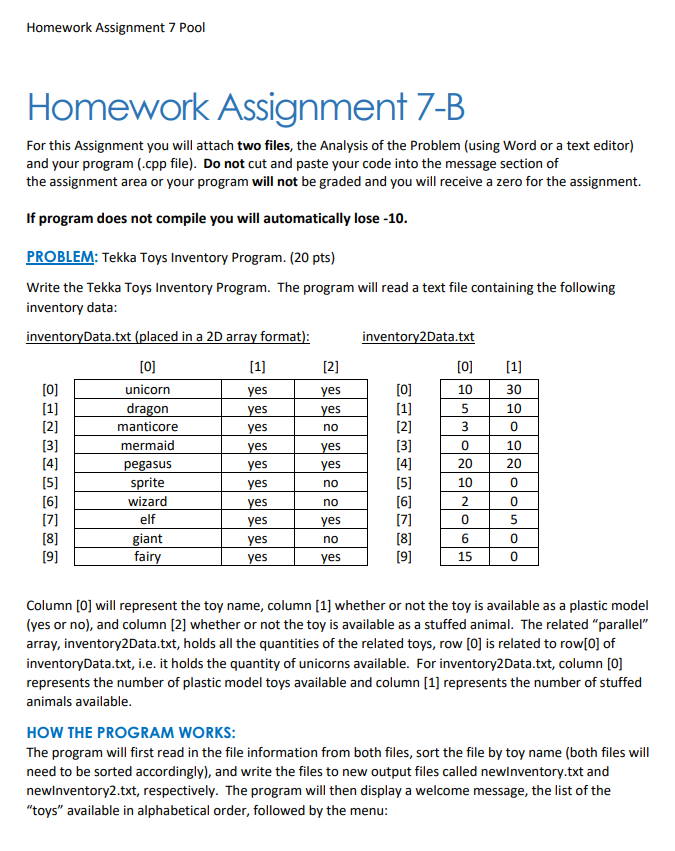Solved Homework Assignment 7 Pool Homework Assignment 7 B