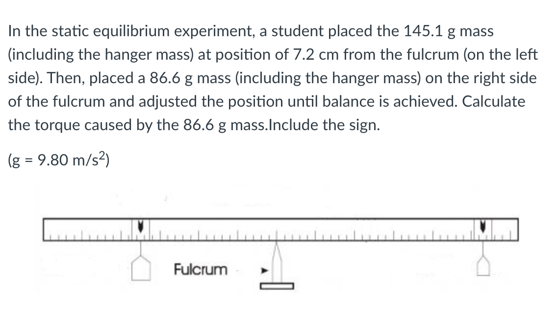 Solved In the static equilibrium experiment, a student | Chegg.com