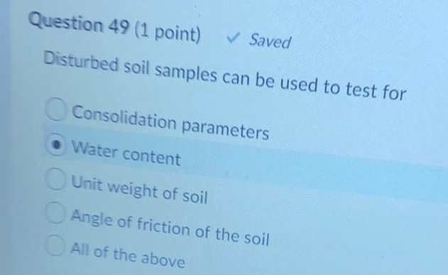 Solved Question 43 (1 point) Saved A soil that has 8% silt | Chegg.com