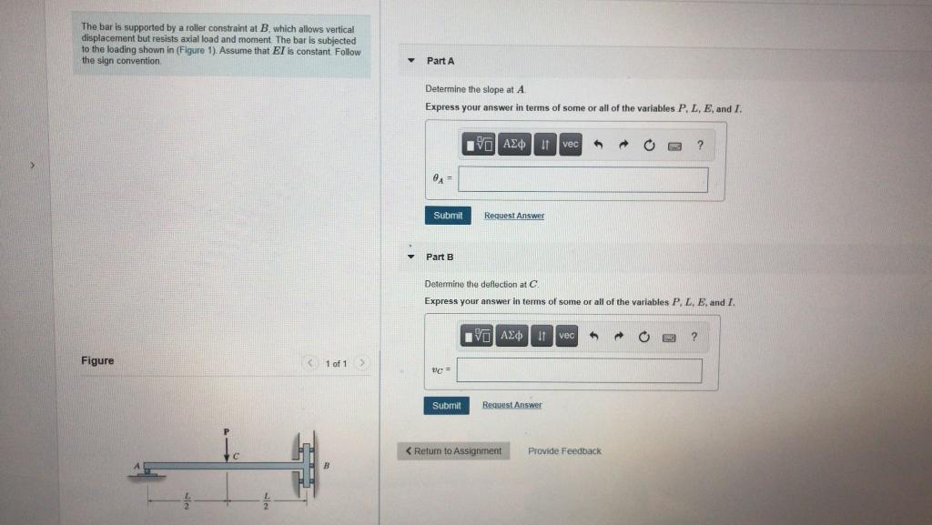 Solved The bar is supported by a roller constraint at B, | Chegg.com