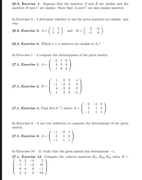 Solved $6.3, Exercise 1. Suppose that the matrices A and B | Chegg.com