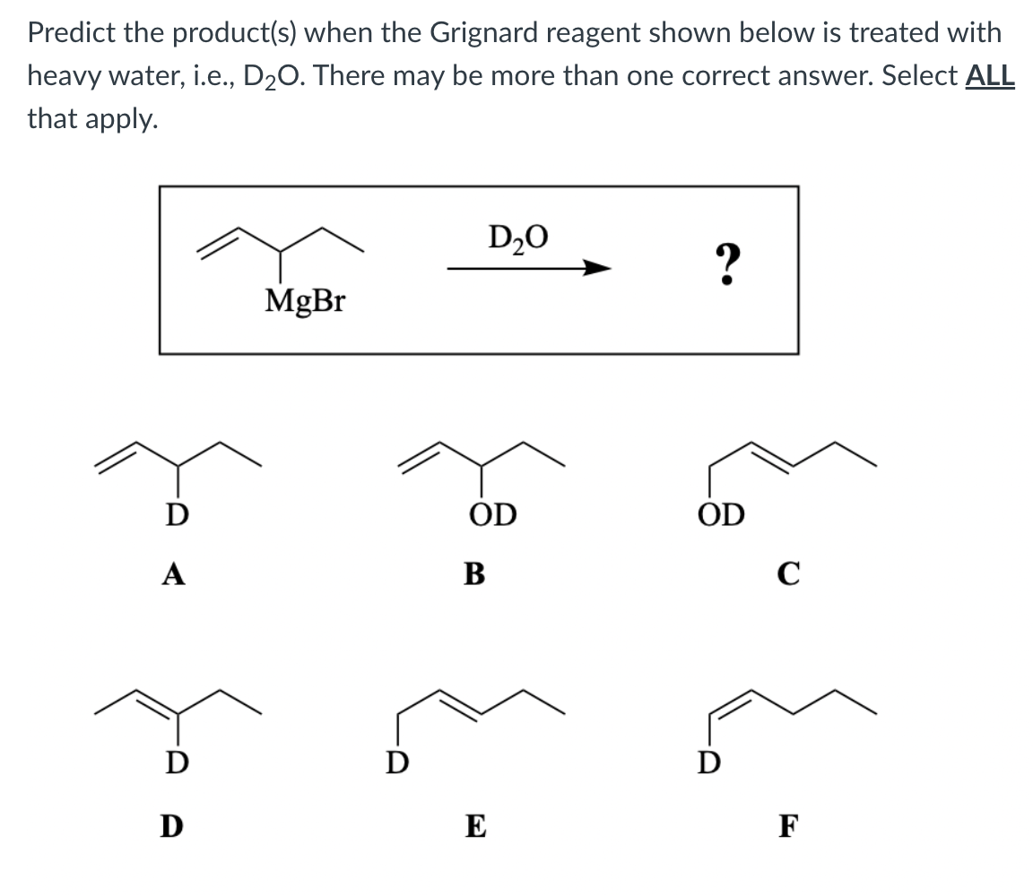 Solved Predict the product(s) when the Grignard reagent | Chegg.com