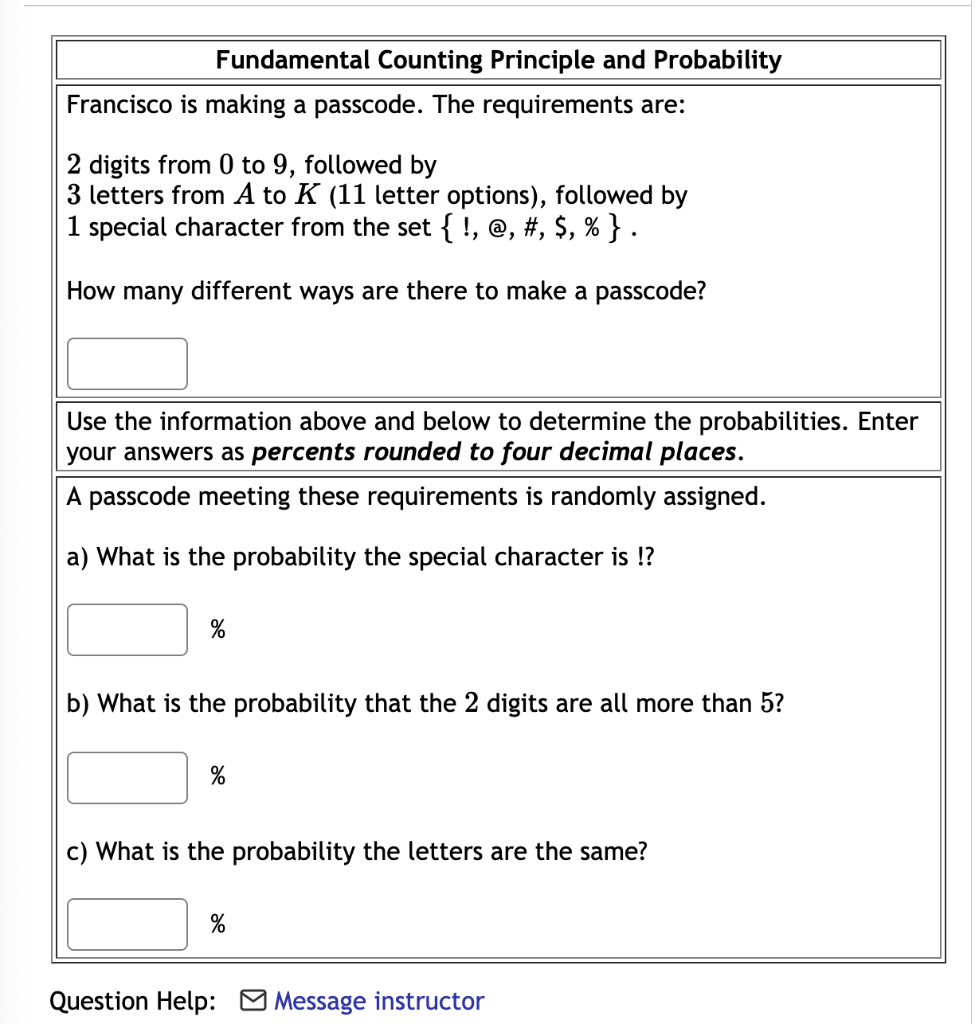 Solved Fundamental Counting Principle and Probability | Chegg.com
