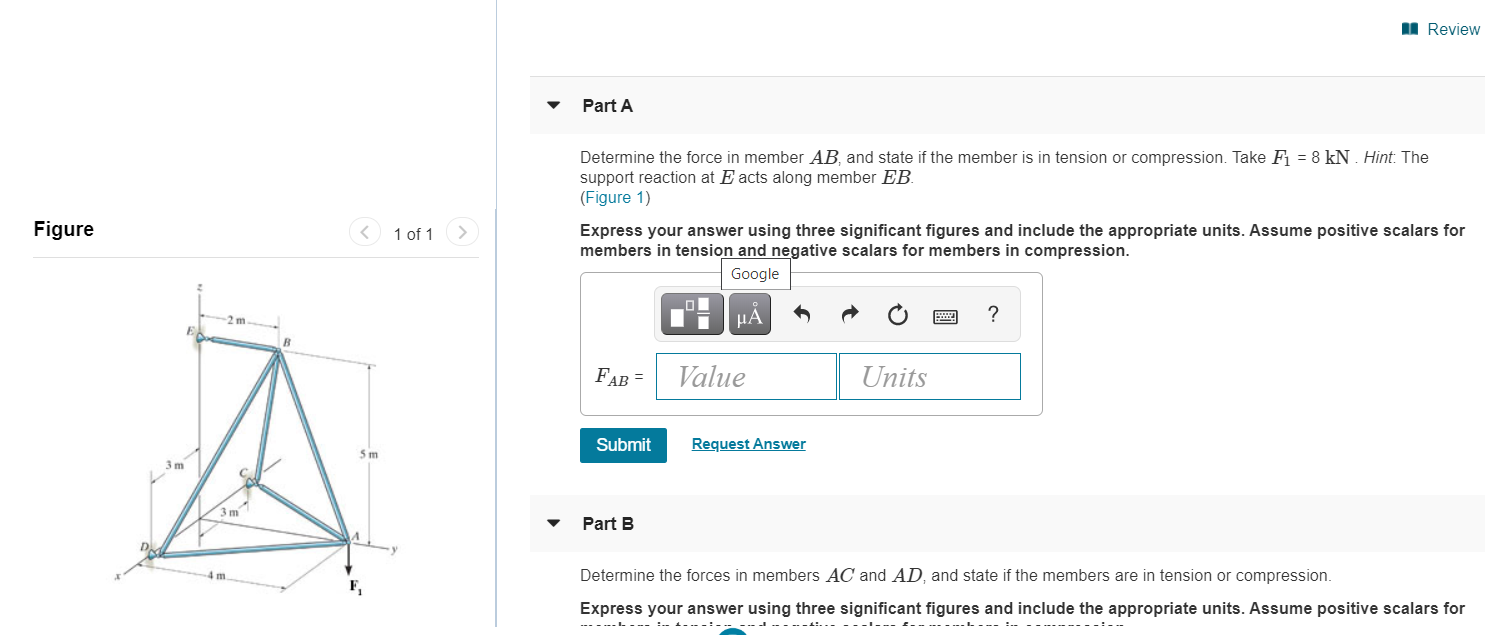 Solved Determine The Force In Member Ab Ac Ad Bc Bd Be